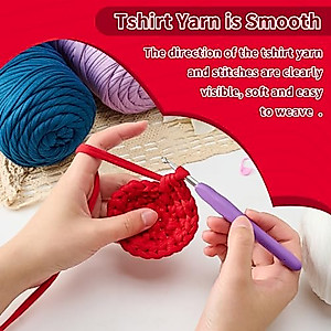 Comtest T-Shirt Yarn Knitting Yarn for DIY Bag Blanket Cushion Handmade Crochet Elastic Fabric Yarn 0.88Lb Red