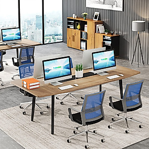 Tribesigns 6FT Conference Table, 70.86L x 35.43W x 29.52H Inches Boat Shaped Meeting Table, Modern Seminar Table for Office Meeting Conference Room (Light Wood Grain, 6ft)