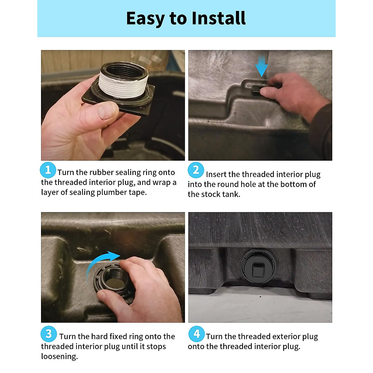 Stock Tank Float Valve, Stock Tank Drain Plug Kit for 50 70 100 150 300 Gallon Stock Tank, Leak-free Design, Use with 1MDB5,MDB6,MDB7,MDB8,1MDC1, for FG424288BLA FG424400BLA FG424500BLA FG424700BLA