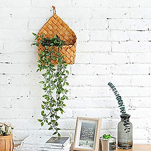UXZDX Woven Wall Hanging Flower Basket Wall Decoration Storage Basket Hanging Basket Flower Basket Flower Plant Storage Basket, Natural Material,Handmade