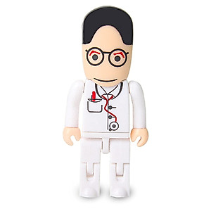 LEIZHAN Cute USB Flash Drive Character Thumb Drive for Kids Students Gift Pendrive (32GB, Doctor in White)
