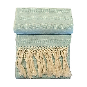 ALKIMIA INC Mexican Handmade Cotton Rebozo Shawl (Turquoise)