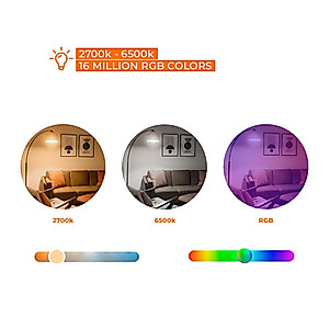 Homefy Smart Light Bulbs 4 Pack, A19 Multicolor LED, 16 Million Colors, Dimmable, 800 Lumens, WiFi & Bluetooth, Compatible with Alexa & Google Home, Music Sync, No Hub Needed, 2.4GHz