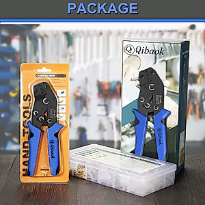 Wire Terminal Crimping Tool Kit, Qibaok Ratcheting Wire Crimper AWG 22-16(0.5-1.5mm²) with 500PCS Female Male Spade Connectors & Bullet Connectors Terminals
