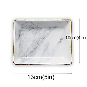 Marble Ceramic Jewelry Tray Ring Dish Ring Holder Display Organizer with Golden Edged Wedding Valentine's Day Housewarming Gift