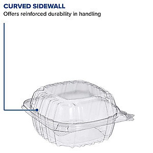 DART C57PST1 - 6" Clear Seal Hinged-Lid Plastic Containers, Clear, 500/Carton