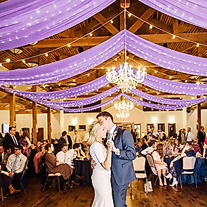 FOTSHARER Lavender Wedding Arch Drapes - 2 Panels, 5x20FT Chiffon Drapes for Backdrop, Bed Canopy, Party Tent
