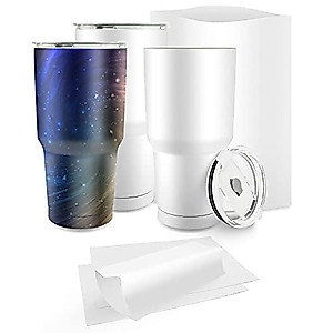 AiHeart 30oz Sublimation Stainless Steel Coffee Tumblers,4pack Sublimation Stainless Steel Blanks Bulk,Double Wall Vacuum Insulated Travel Mug with Shrink Wrap Films,For Car Cup Racks