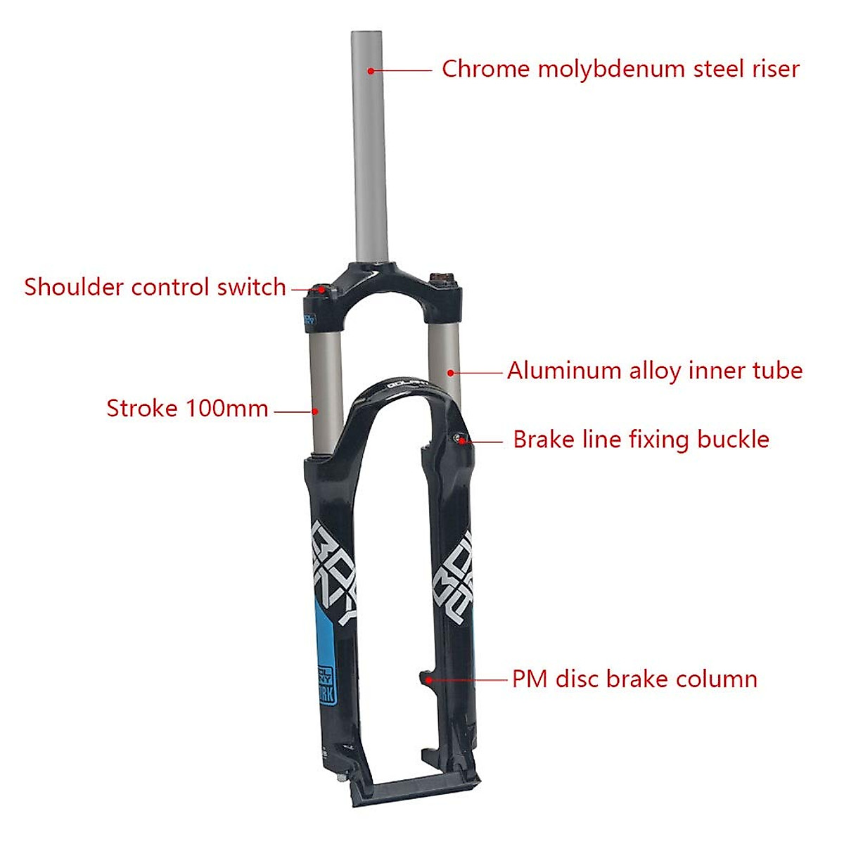 ZNND 24" Mountain Bike Suspension Fork, Aluminum Alloy Disc Brake Shoulder Control Damping Adjustment 1-1/8" Travel 100mm (Color : A, Size : 24inch)
