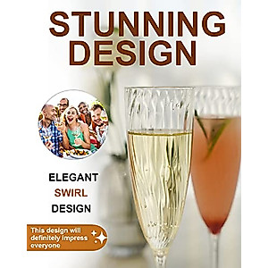 Walee Koky Plastic Champagne Flutes, 36 PCS Clear Disposable Wine Glasses Reusable Plastic Cocktail Cups for Home Daily Life Party Birthday Wedding Toasting Drinking Champagne(6 oz)