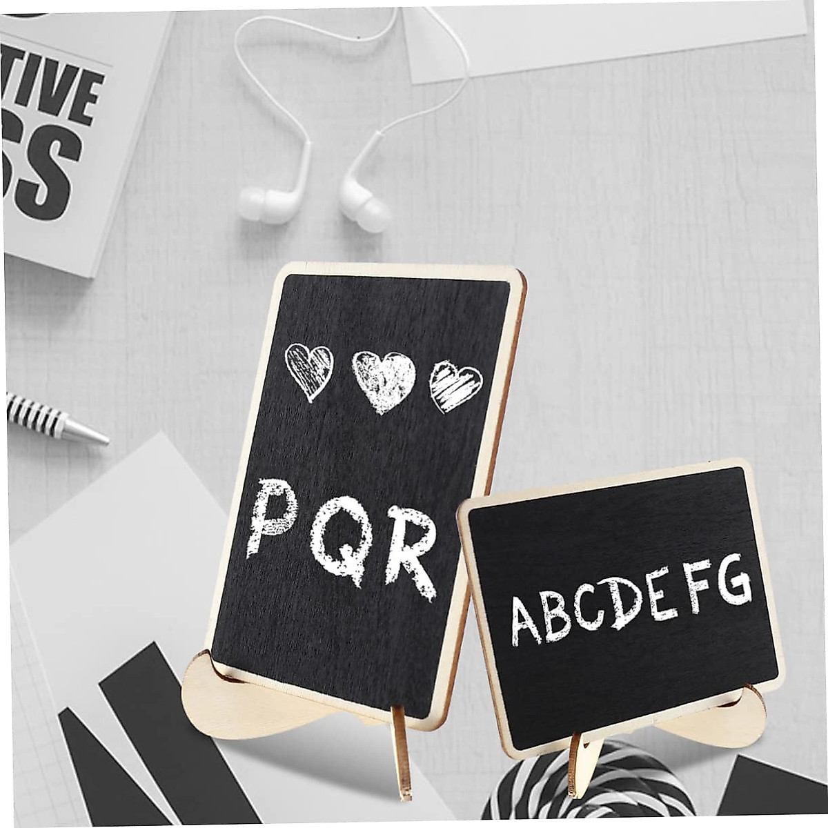 15pcs Chalkboard Message Board Tabletop Chalkboard Table Tented Cards Table Number Blackboard Party Dinner Supplies Mini Chalkboard erasable Chalkboard Signs Listing Desktop Wooden