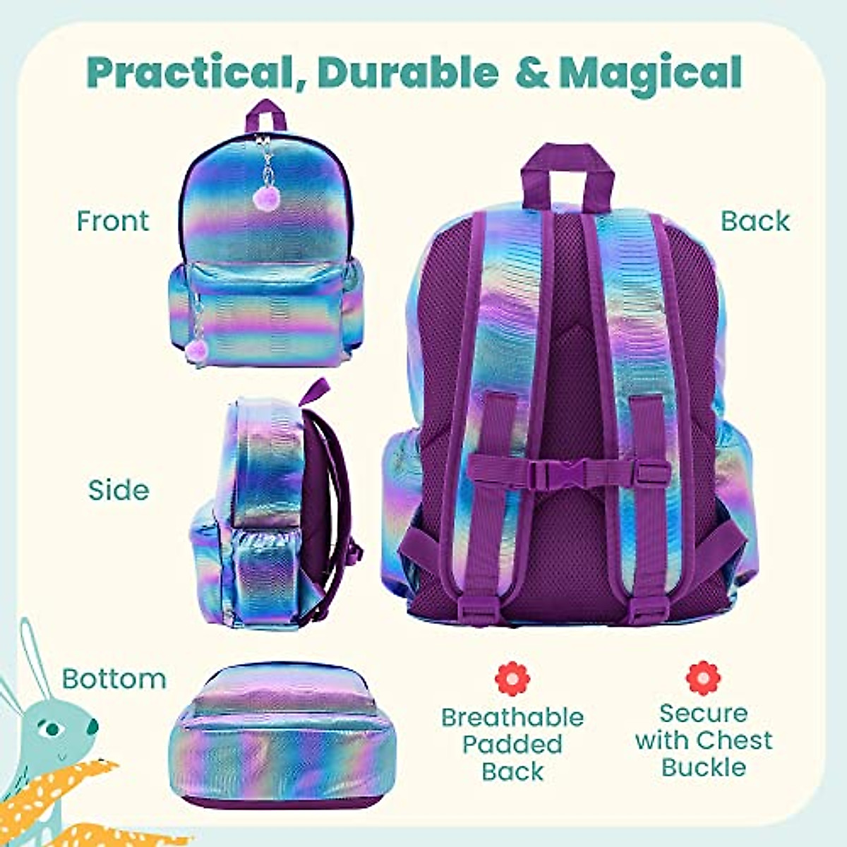 Mermaid Backpacks for Girls - Girls Backpack for School Kindergarten Elementary - School Backpack for Kids Cute Backpack - Kids Backpack for Girls School Backpack - Toddler Backpack Bookbags for Girls