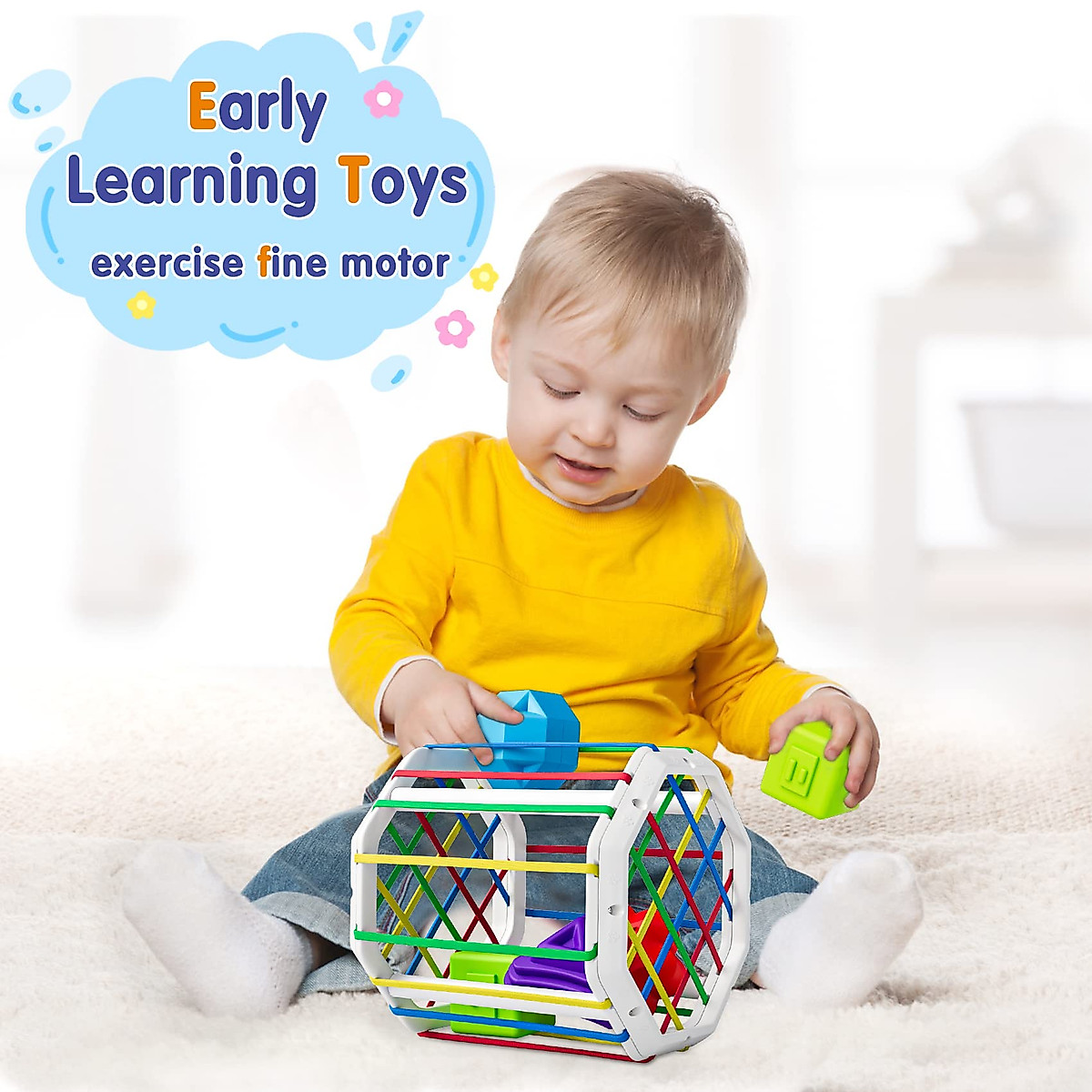 Ouji Baby Toys 6 to 12-18 Months Girl Gifts,Montessori Toys for 1 Year Old Boy Girl Gifts,Shape Sorter Sensory Toys for Toddlers 1-3,Birthday Baby Gifts for 6-12 Months Boy Toddler Girl Toys Age 1-2