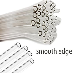 12PCS Reusable Clear Glass Straws shatter resistant Clear Glass Drinking Straw 6 Straight and 6 Bent with 4 Cleaning Brushes Environmentally Friendly Perfect for Smoothies Tea Juice 8.5''x10 MM