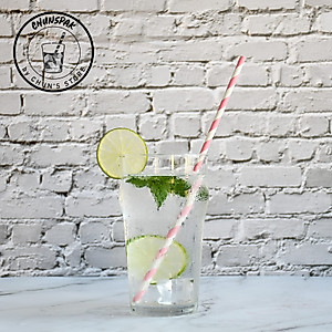 Biodegradable Pink Paper Straws for Drinking - 10 Inches Long, 0.24" Diameter, Pack of 100