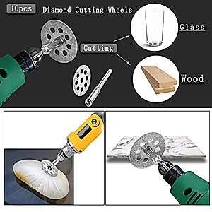 Ruibapa 42PCS Rotary Diamond Cutting Wheels Kit, Include 20PCS Resin Cutting Discs,6PCS HSS Circular Saw Blades,10PCS Diamond Cutting Wheels,with Mandrel and Screwdrivers for Glass and Plastic P-010