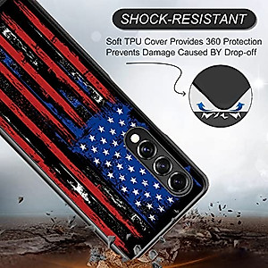 BPQOJB Galaxy Z Fold 4 Case for Samsung Galaxy Z Fold 4 Case American Flag Pattern Design Slim Thin Hard PC Shock Proof Protective Phone Cover Case for Samsung Z Fold 4 7.6 inch 2022