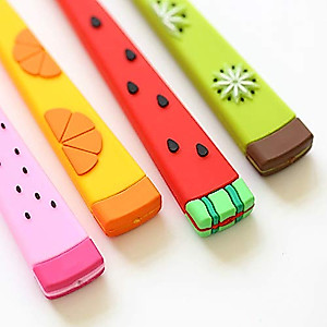 Fruit Shaped Pens Set of 6 and Reusable Mason Jar Pouch, Silky Smooth Fine Tip Black Gel Ink Pens, Quality Molded Silicone Creates Whimsical Stationary for Office, School or Gift (1 Pack)