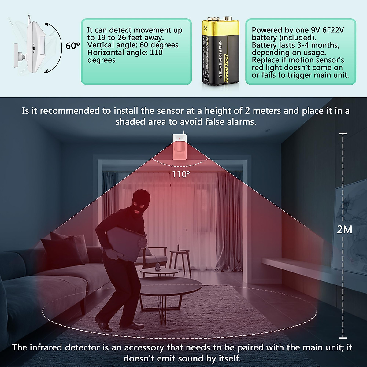 KERUI Standalone Home Office Shop Security Alarm System Kit,Wireless Loud Indoor/Outdoor Weatherproof Siren Horn with Remote Control and Door Contact Sensor,Motion Sensor,Up to 115db,NO WiFi/GSM/APP