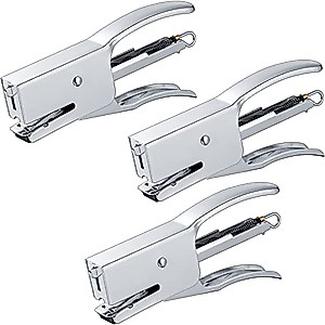 Heavy Duty Plier Stapler Heavy Duty Office Stapler Handheld Plier Stapler 50 Sheet Capacity Desk Staplers Metal Handheld Staplers for School Office (Silver, 3 Pieces)