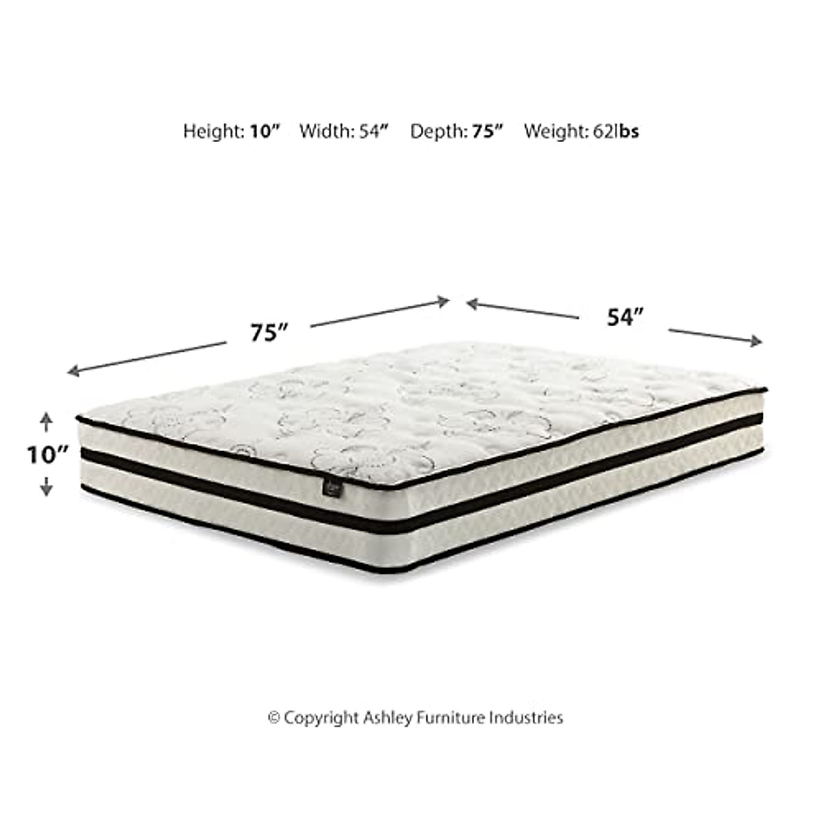 Signature Design by Ashley Chime 10 Inch Medium Firm Hybrid Mattress, CertiPUR-US Certified Foam, Full