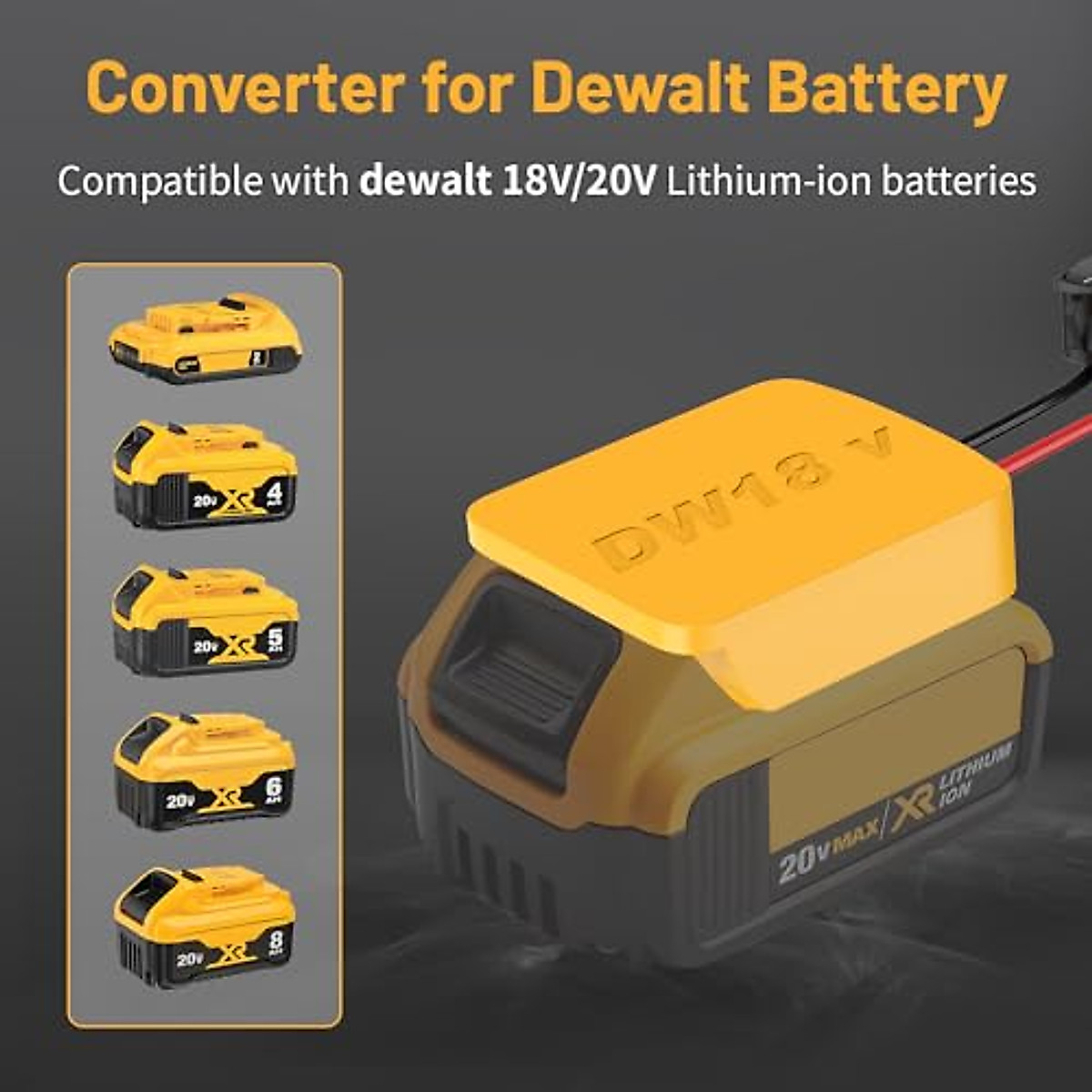 Kzreect Power Wheels Adapter for Dewalt 20V Battery Adapter, 20V Power Wheels Battery Converter Kit for DIY RC Toys Adapter Set with Fuses Holder and Switch, Wire Terminals, 12AWG Wire