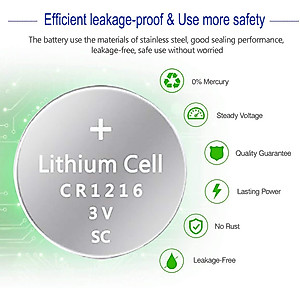 UOGTNON CR1216 3V Watch Lithium Battery(5-Pack)