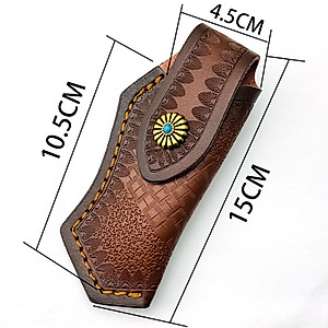 2024 4" Pocket Blade Holder Leather Sheath Case for Folding Blade Holder Belt Loop Case for Trapper