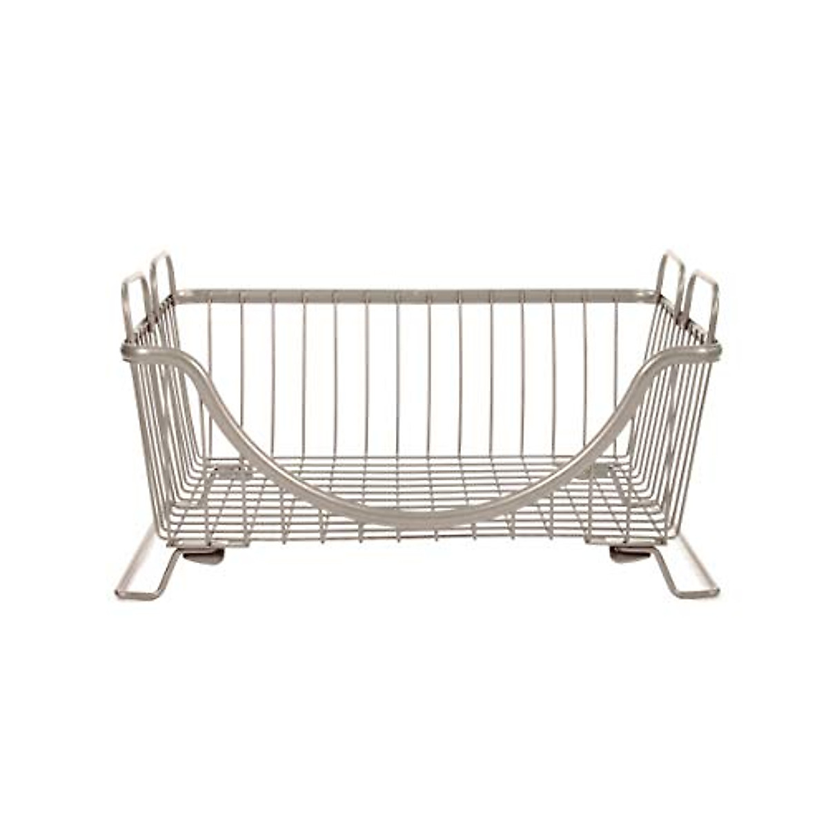 Spectrum Diversified Ashley Stackable Tray, Wire Basket with Raised Feet and Looped Handles Modular Stacking Bin System for Kitchen Countertop & Desk Organization, Satin Nickel