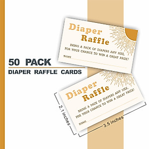 YKYENR Retro Sun Diaper Raffle Baby Shower Party, Diaper Raffle Game Kit，1 Diaper Raffle Standing Sign & 50 Tickets, Boho Sun Baby Shower Decorations，Party Favor And Supplies-NBLK-A01