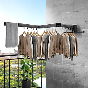 ZTEEERS Clothes Drying Rack,Wall Mounted Clothes Drying Rack,Space Saver，Folding,Retractable，Collapsible(Tri-Fold), Sturdy Foldable Hanging Organizer for Clothing