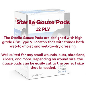 Dealmed Sterile Gauze Pads – 100 Count, 2’’ x 2’’ Disposable and Individually Wrapped Gauze Pads, Wound Care Product for First Aid Kit and Medical Facilities