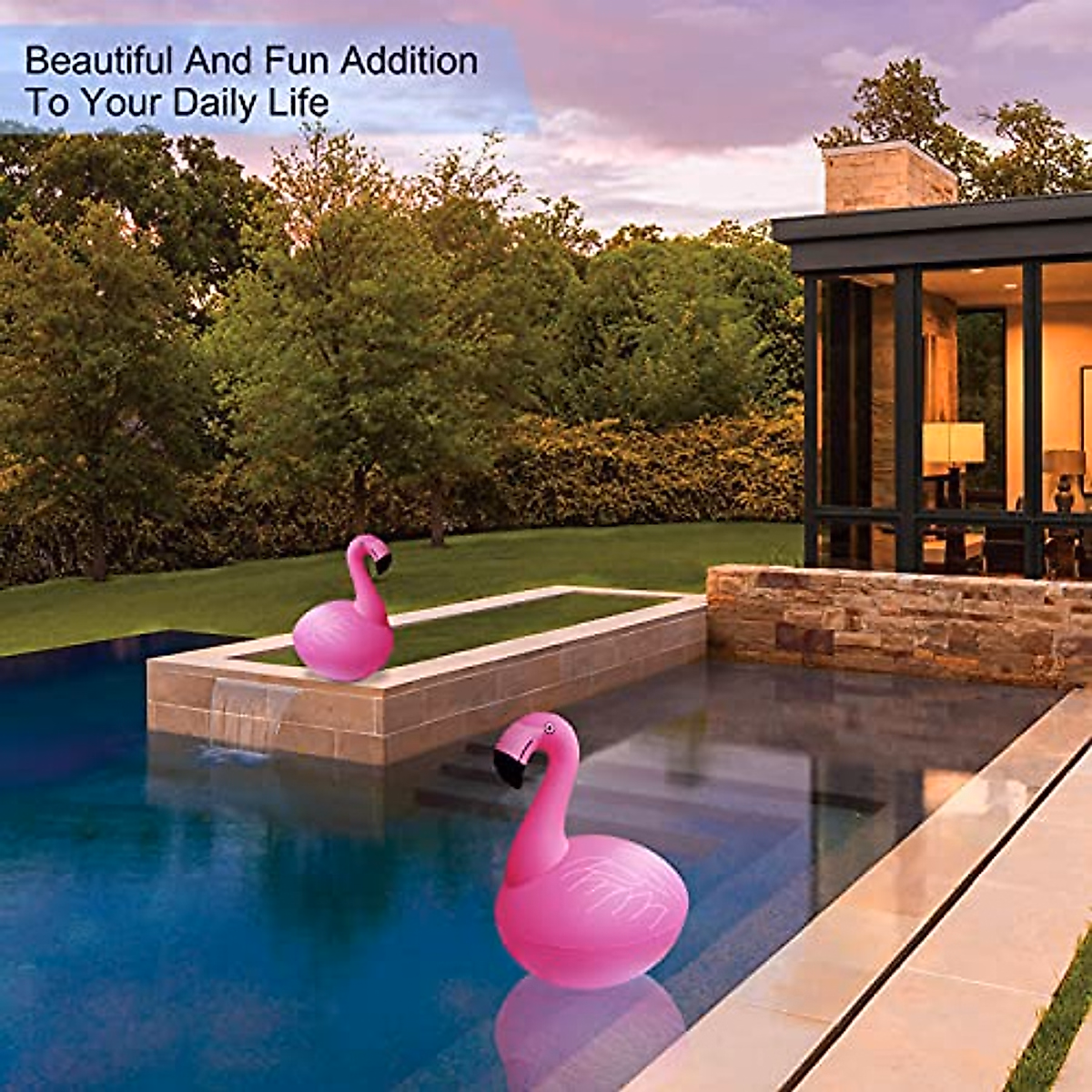 Rukars Solar Floating Lights 4 PCS, Flamingo Floating Pool Lights Solar Powered Glow Lights, Waterproof Auto On/Off LED Solar Lights Outdoor Decorative for Garden, Path, Yard, Patio, Party