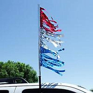 Car Auto Dealer Supplies Antenna Flag - Metallic Fringe RED, Silver & Blue (Set of 12) Patriotic 4TH of July