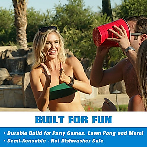 GoPong Giant Yard Pong Drinking Game for Adults – Indoor/Outdoor Lawn, Beach, and Tailgating Beer Pong Party Game – 24 Heavy Duty Giant Cups with 4 Balls