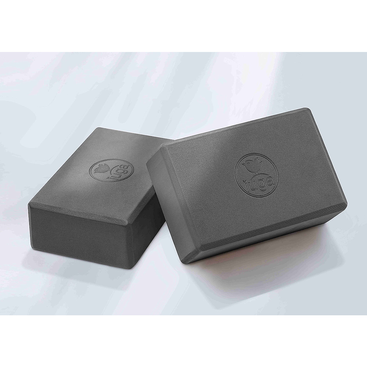 IUGA Yoga Block 2 Pack with Yoga Strap, High Density Yoga Blocks 9”x6”x3”to Improve Strength, Flexibility and Balance, Light Weight and Non-Slip Surface for Yoga, Pilates and Meditation