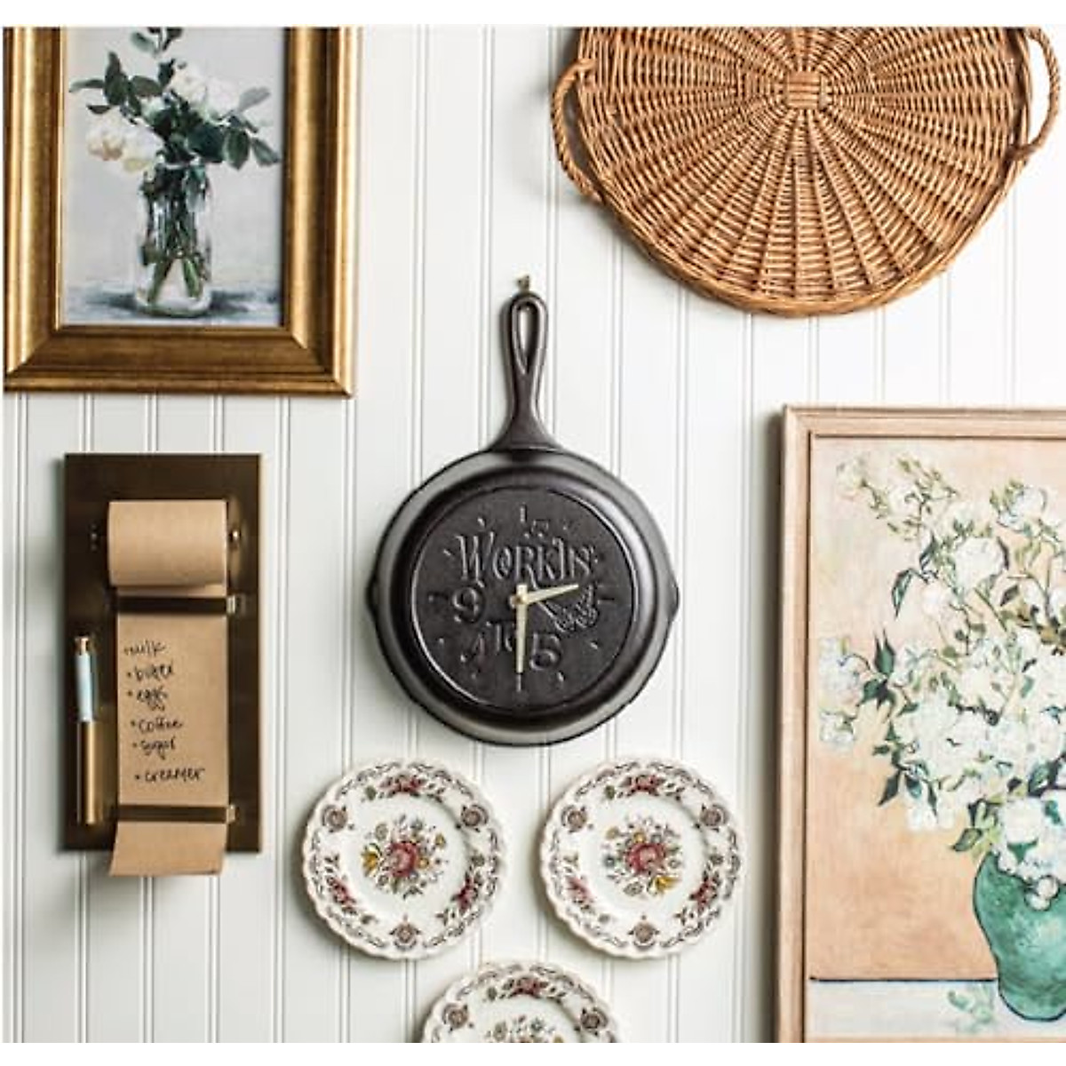 Lodge 9 inch Skillet Clock Inspired by Dolly Parton hit Song 9 to 5" - for Decorative Use Only - Hand Wash, Collector's Piece, 1 AA Battery Required (not Included).