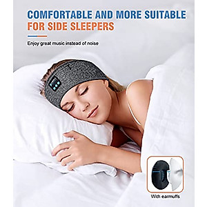 Sleep Headphones Wireless, ANBOKAI Bluetoth Headset Sports Headband Mask with Memory Foam Ear or Eye Cups, Adjustable Strap, 10H Playtime, Built-in Mic, Clear Calls Earphones for Side Sleeping Workout