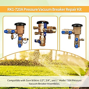 Denkuhin RK1-720A 720A Pressure Vacuum Breaker Repair Kit Replacement Fit Zurn Wilkins 1/2" 3/4" & 1 inch Pressure Vacuum Breaker - 2 Packs