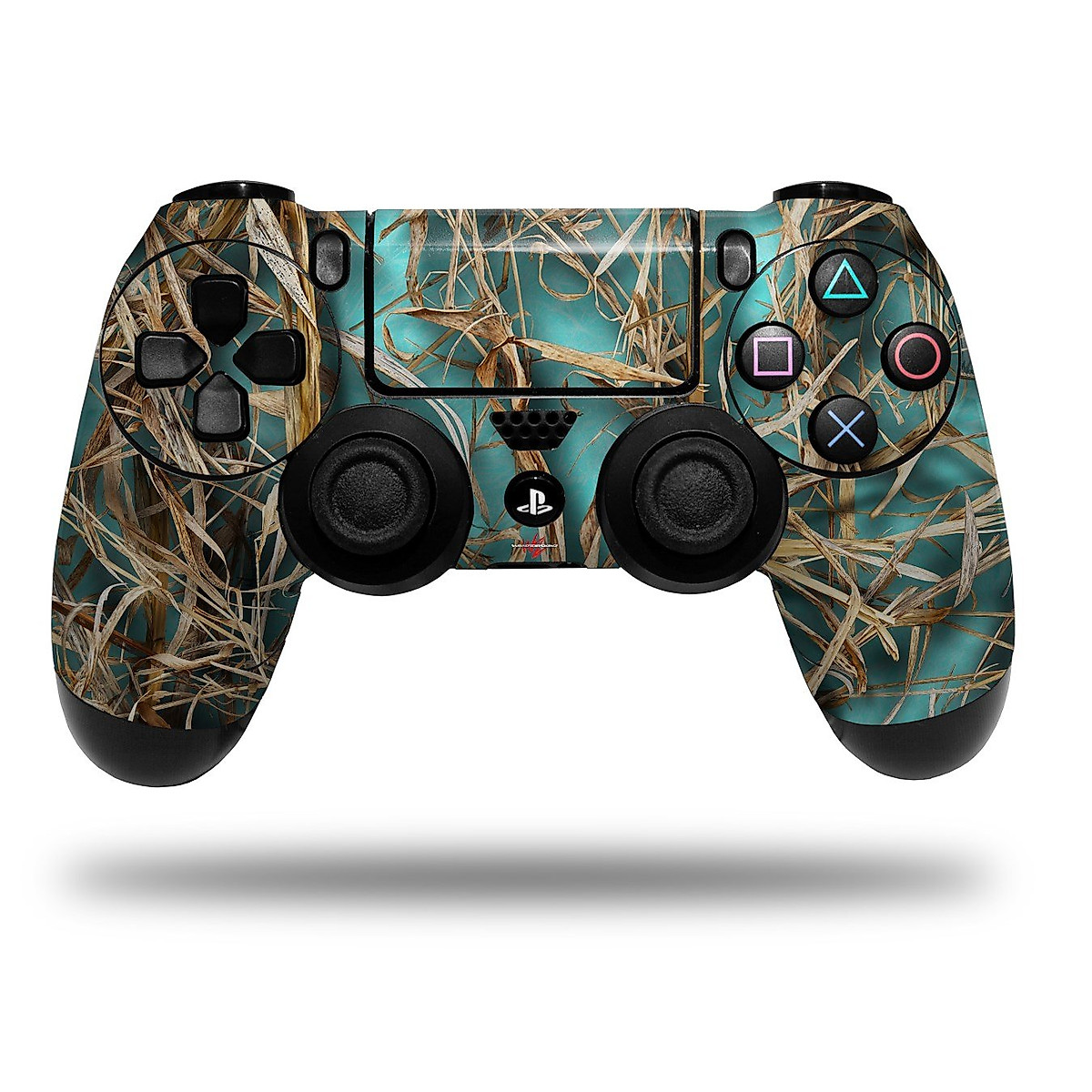 WraptorSkinz Skin Compatible with Sony PS4 Dualshock Controller PlayStation 4 Original Slim and Pro WraptorCamo Grassy Marsh Camo Neon Teal (Controller NOT Included)