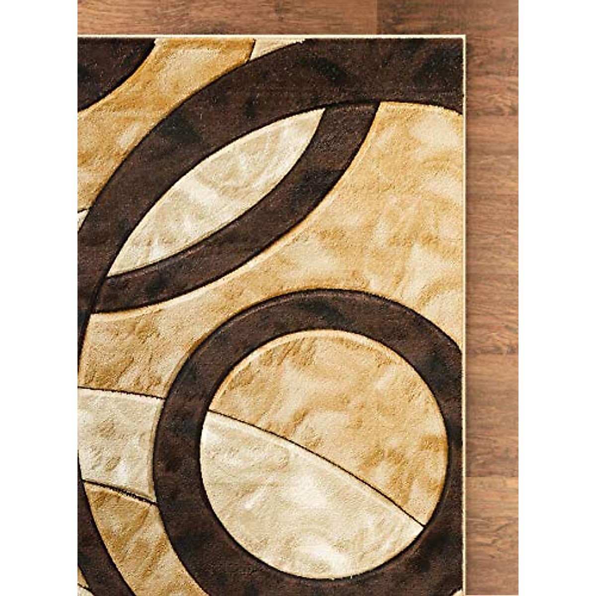 Glory Rugs Area Rug Modern 8x10 Brown Circles Geometry Soft Hand Carved Contemporary Floor Carpet Fluffy Texture for Indoor Living Dining Room and Bedroom Area