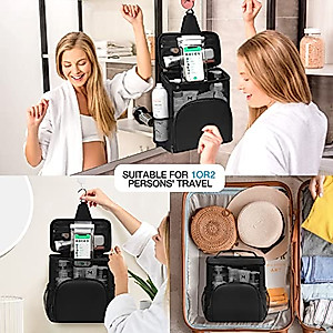 BINSUNS Portable Shower Caddy, Hanging Toiletry Bag with Phone Pocket, Travel Shower Caddy Organizer College Essentials - College, Dorms, Gym, Camp, Bath(Black)