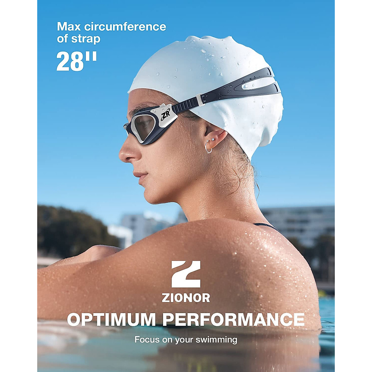 ZIONOR Swim Goggles, Upgraded G1 Polarized Swimming Goggles UV Protection Anti-fog Adjustable Strap for Men Women Adult Indoor or Outdoor (Polarized Smoke Lens)