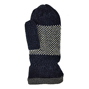 BRUCERIVER Mens Snowflake Knit Mittens with Warm Thinsulate Fleece Lining (XXL, Black)