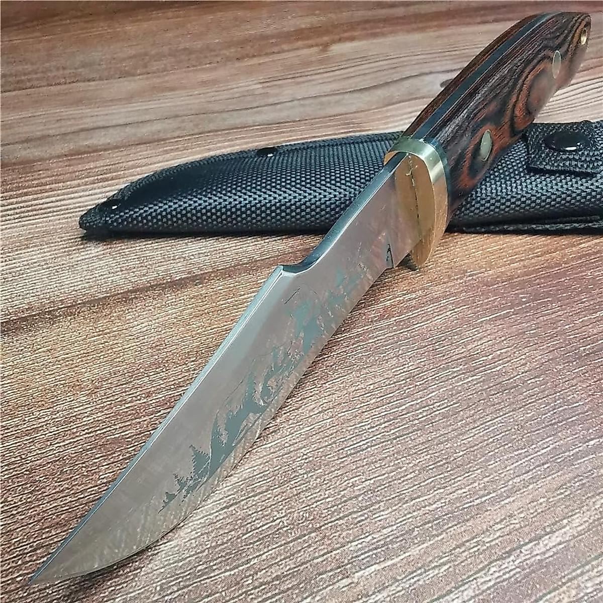 8.85" Fixed Blade Knives with Sheath - Hunting Knife with Beautiful Wood Handle for Hunting, Camping. Survival and Tactical