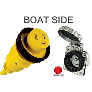 Marvine RV/ Boat Shore Power Extension 50FT 15 Amp to 30 Amp NEMA 5-15P to L5-30R Twist Lock Female with LED Power Indicator & Heavy Duty STW10/3 Cable