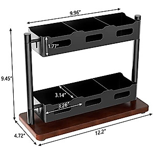 Tea Bag Organizer, 2 Tier Tea Bags Organizer Holdr Holds 50 Teabags, Solid Wood Vertical Tea Storage, Tea Rack for Tea Bags, Countertop, Black