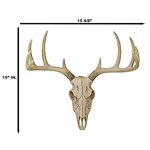 Ebros Gift Rustic Hunter Deer 10 Point Buck Skull Trophy Antlers Wall Mounted Plaque Trophy Decor Figurine 14.25" Long Hunter's Antler Rack Theme Deers Bucks Hunting Skulls Trophies Hanging Sculptures