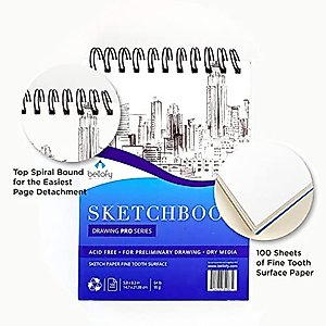 Bellofy Artist Drawing Set Sketching Drawing Kit -100 Sheet Sketchbook - Variety of Sketch/Charcoal Pencils Set for Drawing - Shading Pencils For Sketching from 3H-12B - 30 piece - Erasers & Sharpener