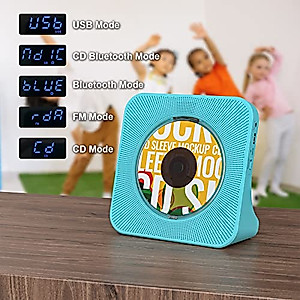 Weeuus CD Player Portable with Bluetooth,Desktop CD Player with Remote Control,Kids,Kpop,Dual Stereo Speaker,Dust Cover, FM Radio, LED Screen,3.5mm Jack AUX Input Output,Blue